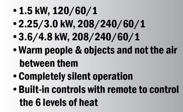 Electric Infrared Heater (Model MEQ) - Hydronic HVAC Sales